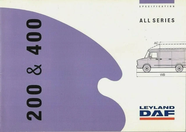 LEYLAND DAF 200 & 400 Series Specifications 1991-92 UK Market Brochure ...
