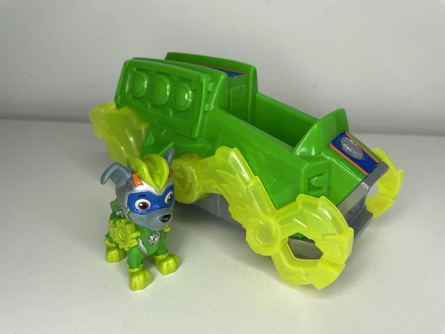 PAW PATROL MIGHTY Pups Rocky Charged Up Light Up Veicolo deluxe con ...