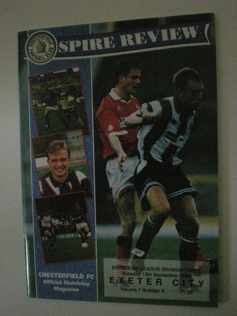 CHESTERFIELD V EXETER CITY, 13th SEPTEMBER 1994, NO WRITING, MINT ...
