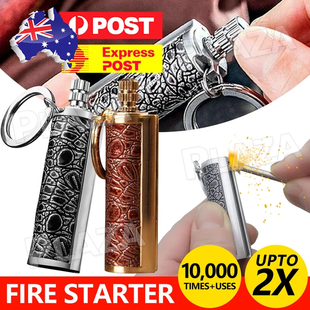 FIRE STARTER LIGHTER Waterproof Flint Match Metal Keychain Camping ...