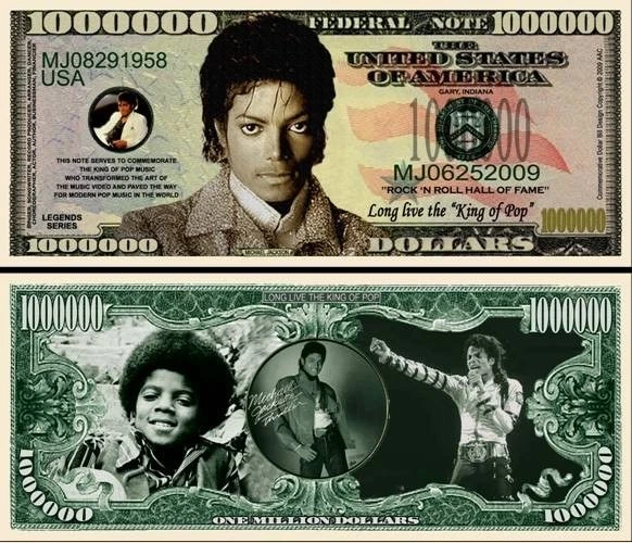 MICHAEL JACKSON - Note Banknote Collection One Million Dollar ...