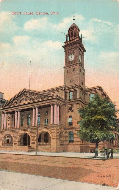 CANTÓN OHIO ~ Tribunal Casa Con Reloj Torre ~ 1914 Tarjeta Postal EUR 8 ...