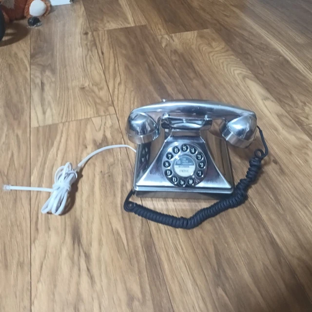 NEXT RETRO LANDLINE Push Button Dial Telephone Metallic Silver/Chrome ...