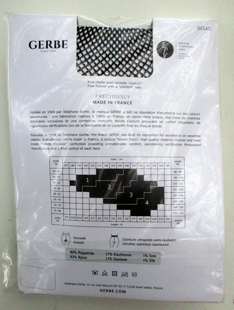 NEUFS. GERBE. COLLANT Fine Résille "MALAGA". Taille 2. Noir. Dans son ...