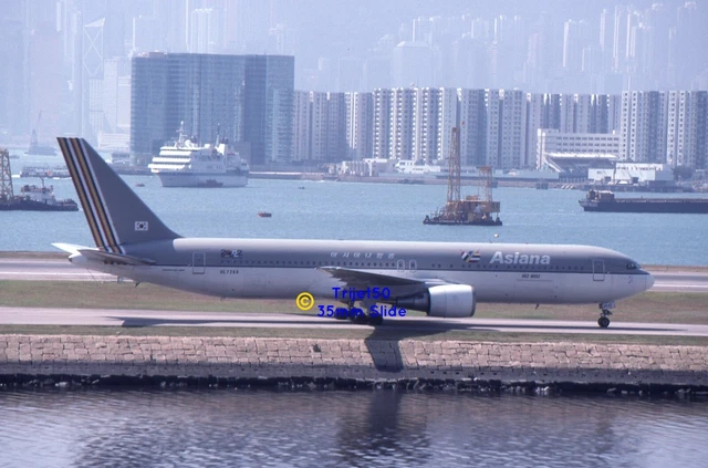 35MM SLIDE BOEING 767 Asiana HL7264 Special Scheme Kai-Tak PRM933 £3.60 ...