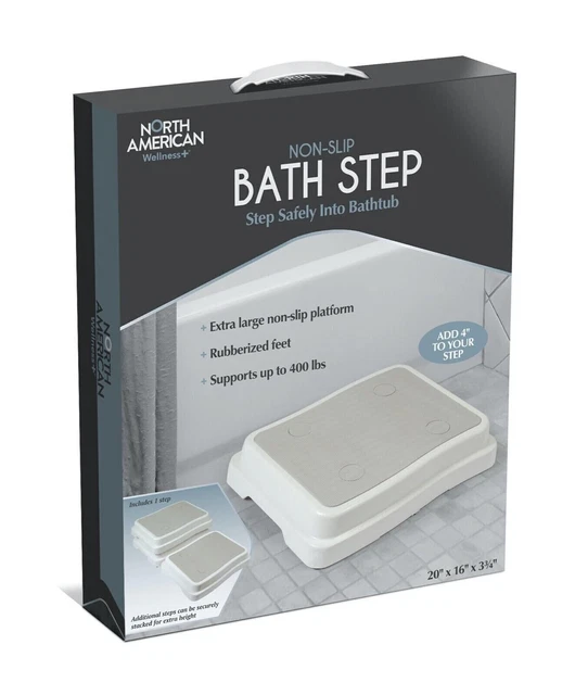 SLIP RESISTANT 4& Bath Step, Extra Large Stackable Platform for Bathtub ...