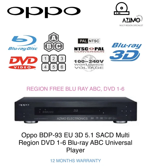 OPPO BDP-93 EU 3D 5.1 SACD Multi Region DVD 1-6 Blu-ray ABC Universal Player RB EUR 460,38 ...