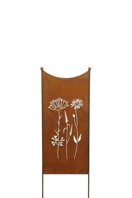 STELE METALL EDELROST Sichtschutz "Wildblume" Windschutz Dekowand B38cm ...