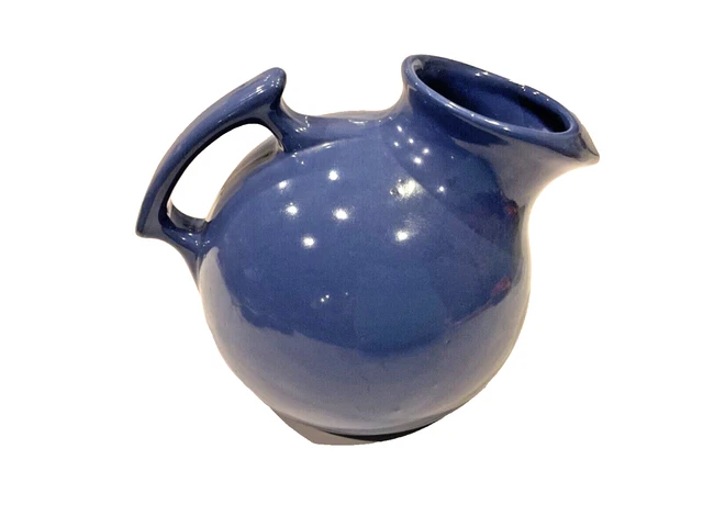 VINTAGE RUMRILL BLUE or Purple Red Wing Pottery Tilt Ball Jug with Ice ...