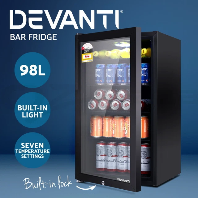 DEVANTI BAR FRIDGE Glass Door Mini Fridge Freezer Refrigerator ...