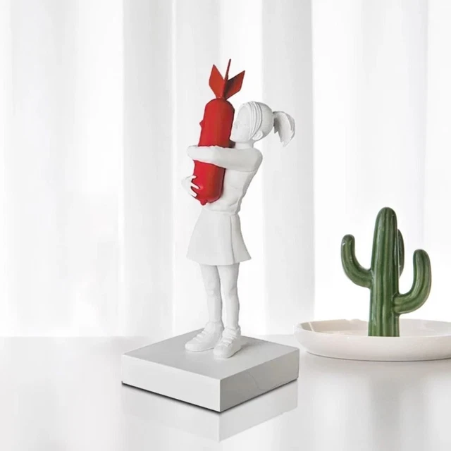 BANKSY SCULPTURE BOMB Girl Figurine Bomb Hugger Statue Desktop ...
