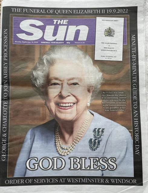 UK BRITISH NEWSPAPER Queen Elizabeth II Death Funeral The Sun 19 ...