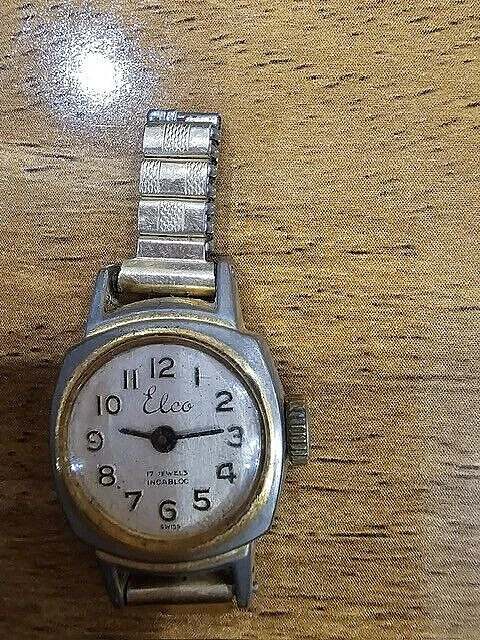 RARE VINTAGE SWISS Made Elco 17 Jewels Mechanical Ladies Watch Head -Not Working £14.99 ...