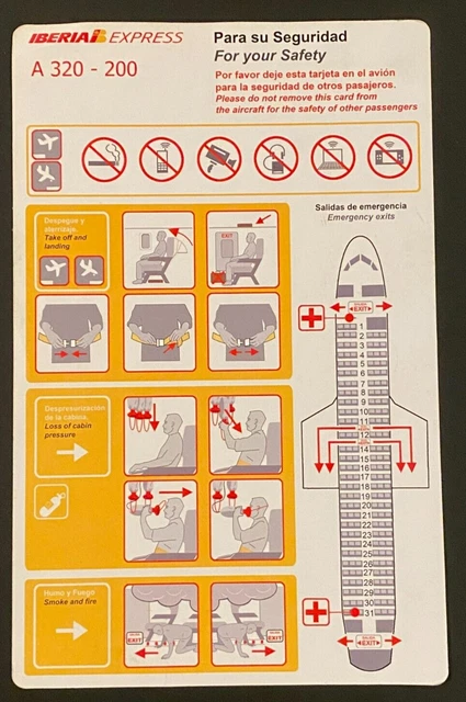 IBERIA EXPRESS AIRBUS A320-200 Safety Card - JUL12 £4.28 - PicClick UK