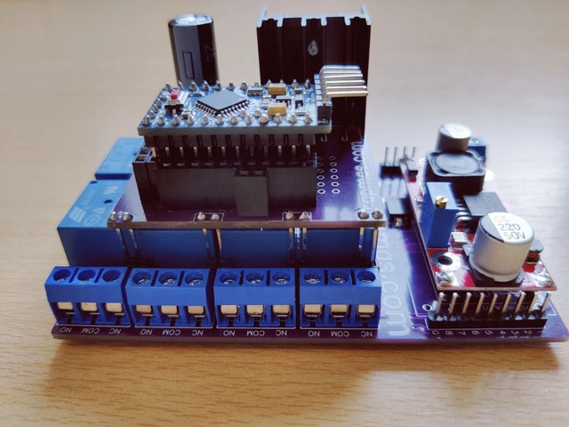 8-CHANNEL RELAY SHIELD with Arduino Pro Mini 5 12 24VDC power supply ...