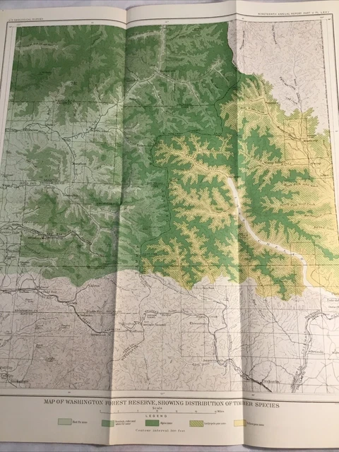 MAP OF WASHINGTON Forest Reserve Showing Distribution Of Timber Species ...