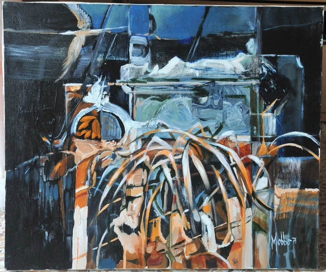 QUADRO DI BRIAN Mobbs - Sarcofago I - 1974 - Acrilico su tela 50 x 60 ...