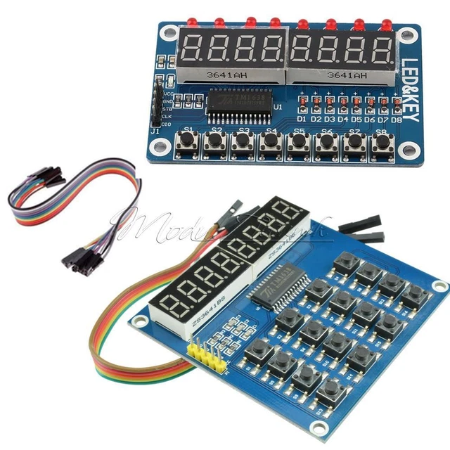 16-BUTTON 8-BUTTON DIGITS Digital LED 8-Bit TM1638 Display Module f AVR ...