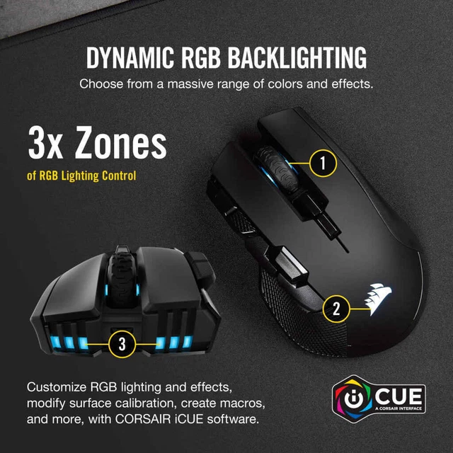CORSAIR IRONCLAW WIRELESS FPS/MOBA RGB Gaming Mouse 18000 DPI Optical ...
