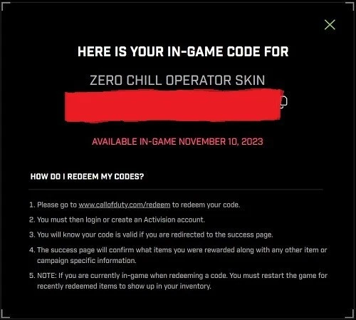 PELLE OPERATORE ZERO CHILL CALL OF DUTY MW3 regione codice sblocco ...