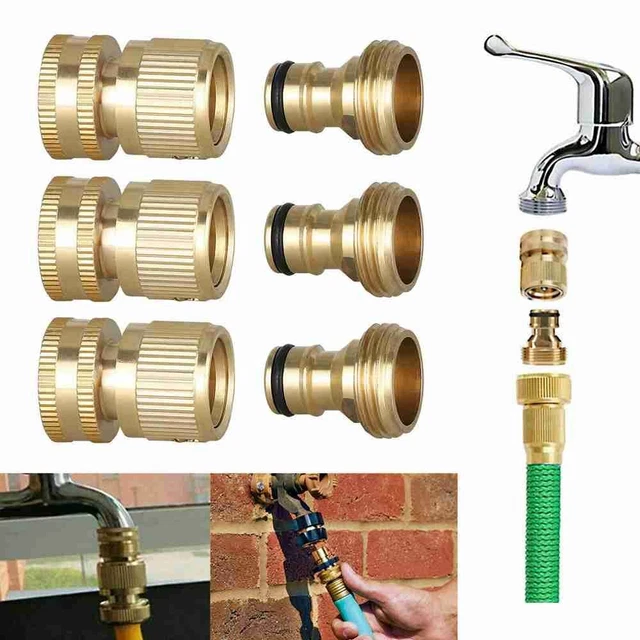 WATER HOSE ADAPTOR Garden Copper Joint Hose Pipe Connector Quick ...