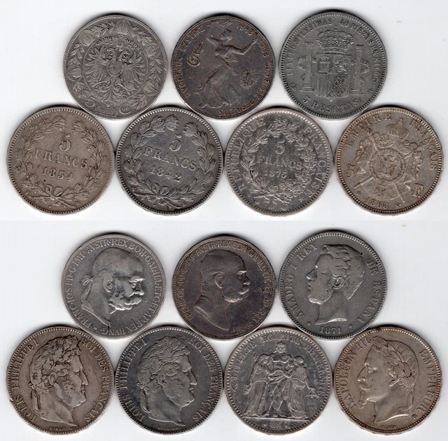 7 ALTE GROSSSILBERMÜNZEN 1834 - 1908 Österreich, Frankreich, Spanien #910 EUR 132,00 - PicClick DE