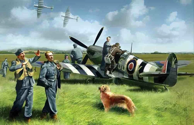 SPITFIRE MK.IX WITH Raf Pilots Et au Sol Personnel 1:48 Plastique Model ...