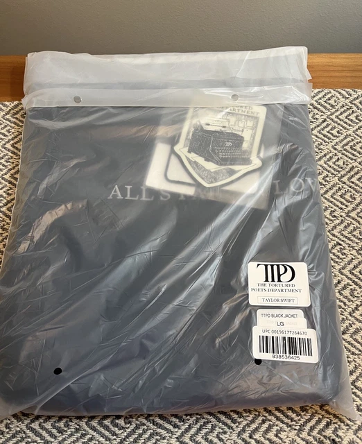 TAYLOR SWIFT TTPD Tortured Poets Department Size Large Black Jacket + 2 ...