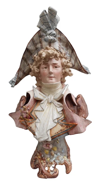 BROTHERS URBACH MAJOLICA Bust Gentleman Turn Teplitz Bohemia Austria £ ...