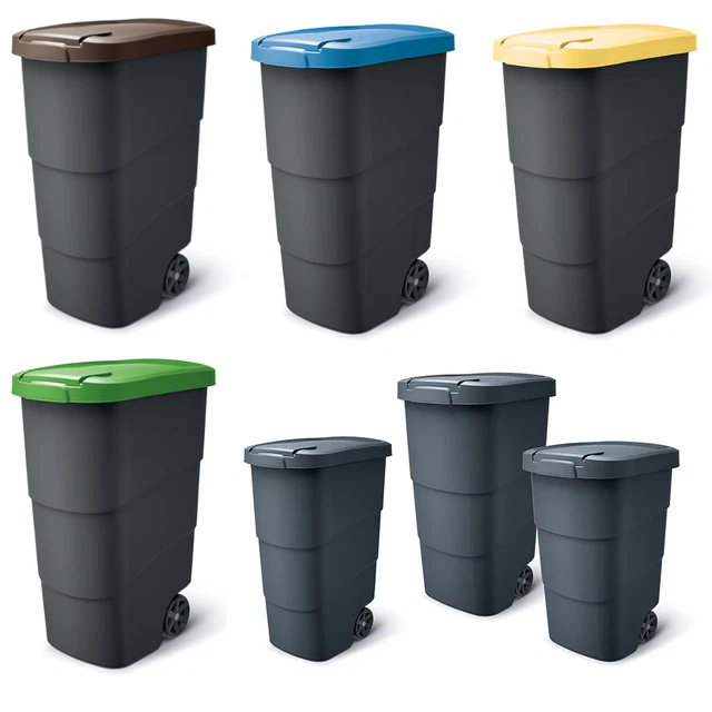 MÜLLEIMER MÜLLTONNE ABFALLBEHÄLTER Abfallcontainer 90-110L mit Rädern und Deckel EUR 34,99 ...