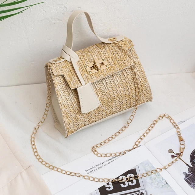 SQUARE SHAPE FASHION Shoulder Bag Straw Woven Travel Beach Bag New Tote ...