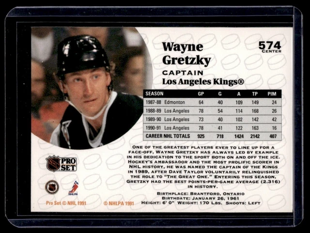 1991-92 PRO SET Wayne Gretzky Los Angeles Kings #574 $2.00 - PicClick CA