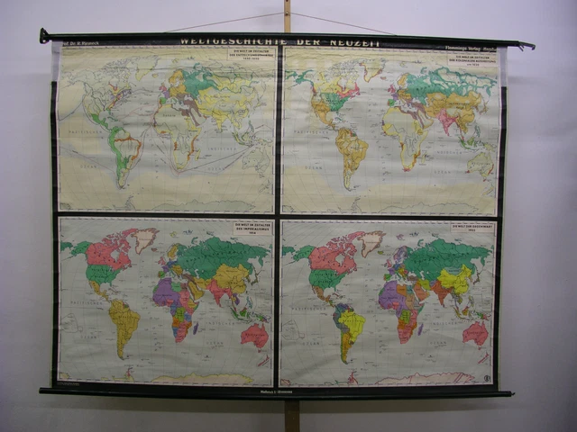 SCHOOL WALL MAP Beautiful Old World Map World History 212x163cm Vintage ...