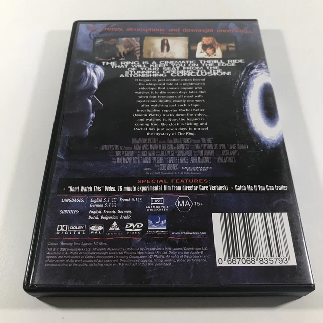 THE RING DVD Region 4 PAL Horror Movie MA15+ £4.92 - PicClick UK