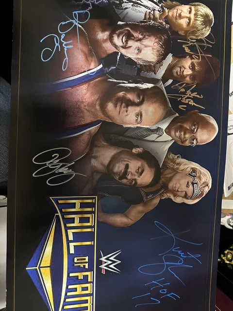 WWE WWF WRESTLING Hall of Fame Signed Poster - Angle, Long, Rock n roll ...
