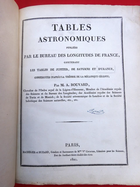 EXEMPLAIRE RASPAIL TABLES astronomiques Jupiter, Saturne & Uranus ...