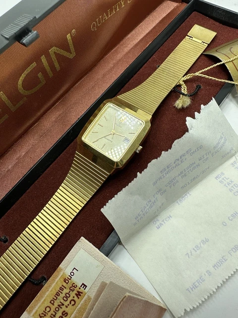 ELGIN VINTAGE NOT Working Project Men’s Tank Watch Gold With Box Swiss ...