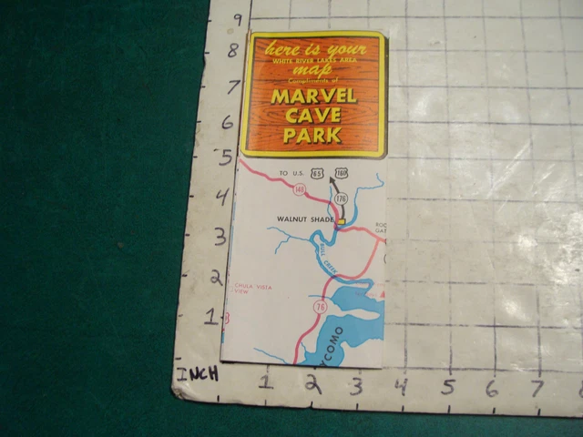 VINTAGE HIGH GRADE travel brochure: early MARVEL CAVE PARK MAP silver ...