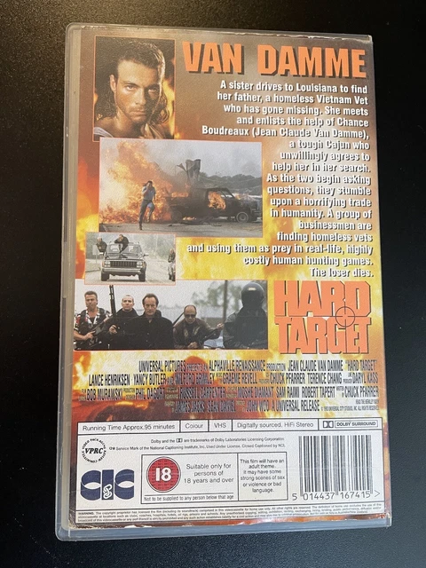 HARD TARGET (VHS) 1993 Rare Big Box Jean Claude Van Damme, John Woo ...