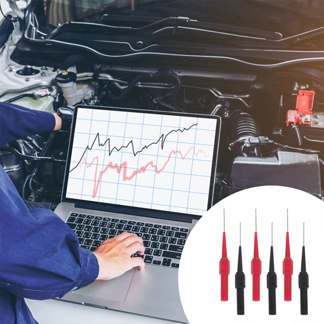 6 PCS TEST Probe Stainless Steel Probes Wire Piercer Multimeter Leads ...