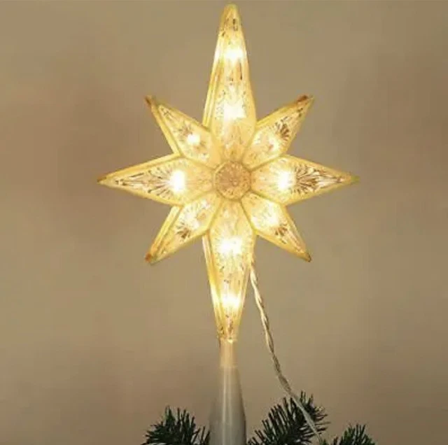 CHRISTMAS TREE STAR Topper, Lighted Bethlehem Star Tree Topper ...