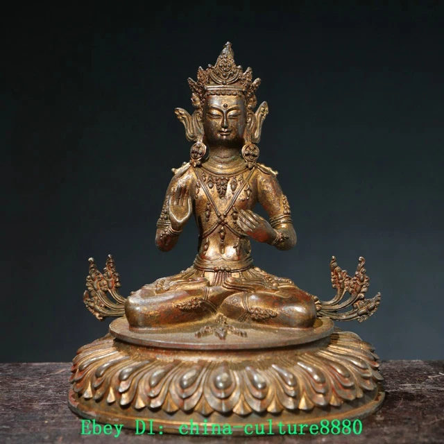 8.6 &VIEILLE STATUE de Bodhisattva tibétain en cuivre pur plaqué or mandarin EUR 330,00 ...