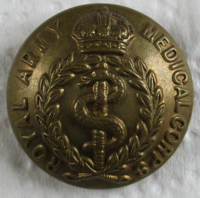 BRITISH:&ROYAL ARMY MEDICAL CORPS BRASS BUTTON" (Large, 25mm, WW1-WW2 ...