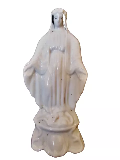 ANCIENNE STATUE/STATUETTE VIERGE Marie-polychrome-en porcelaine de ...