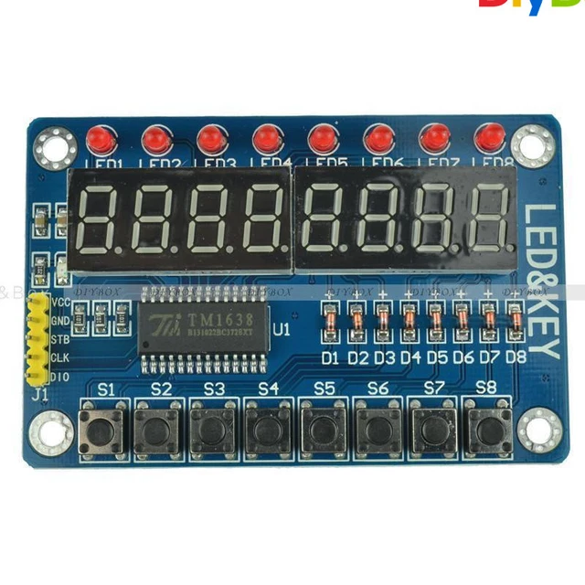 8-BIT LED 8-BIT Digital Tube 8 KeyS TM1638 Display module for AVR ...