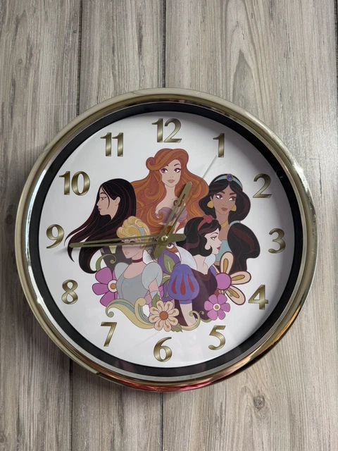 DISNEY PRINCESS WALL Clock Snow white Cinderella Ariel Jasmine Mulan ...