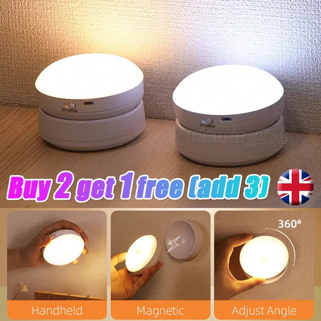 NEW MOTION SENSOR Night Light 360° Rotating LED Wall Lamp USB ...