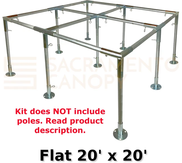 20' WIDE FLAT Roof Canopy Fittings Kits, DIY Metal 1" EMT Carport Frame ...