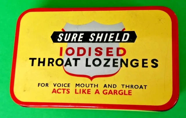 VINTAGE SURE SHIELD Iodised Throat Lozenges Tin (Empty) $10.15 ...