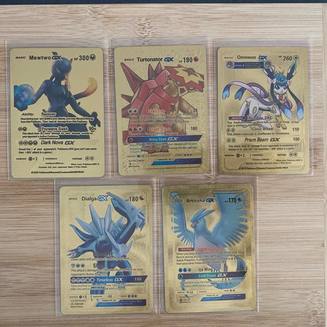 POKÉMON GOLD FOIL Fan Art GX Mewtwo Turtonator Omneon Dialga Articuno ...